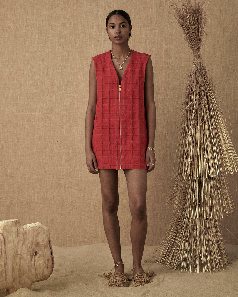 Jali Embroidered Vest Dress